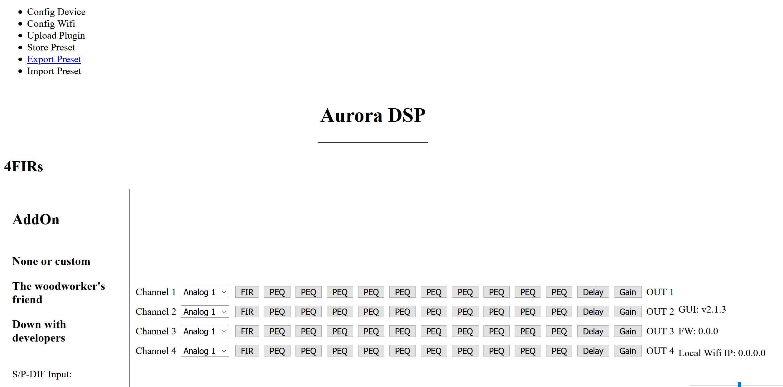 Import and Export of 4FIR-Plugin Presets does not work. · Issue #64 · freeDSP/freeDSP-aurora ...