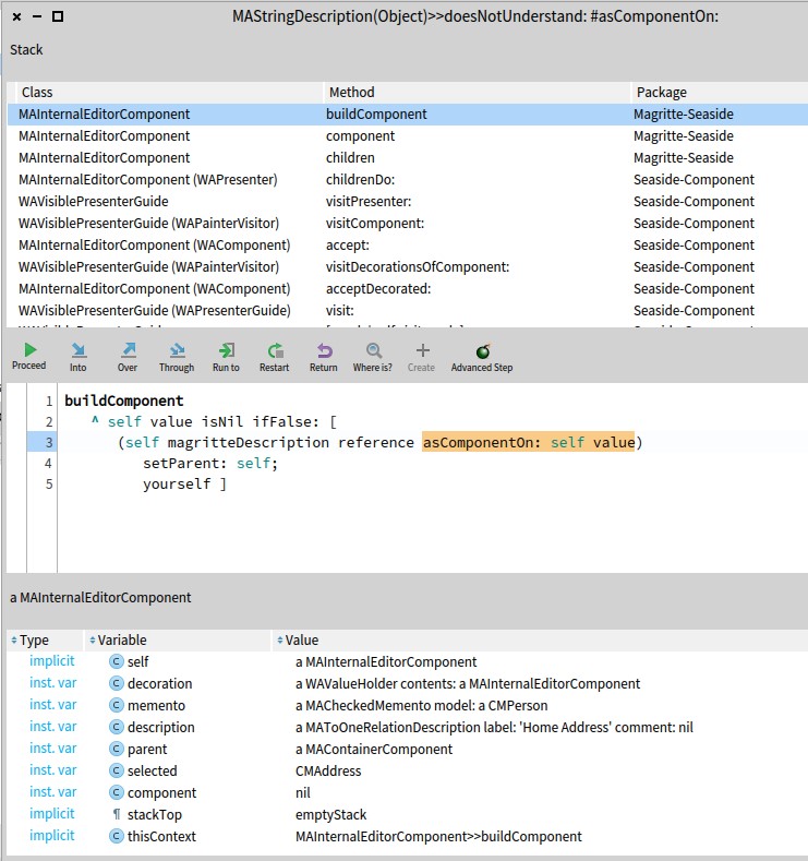 requiresMultipartForm is nil walkback, probably being triggered by MAInternalEditorComponent ...