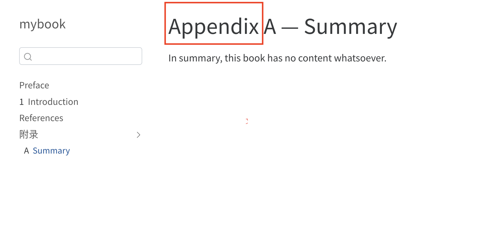 `lang Zh` Doesnt Translate Appendix To `附录` When Output Is Html
