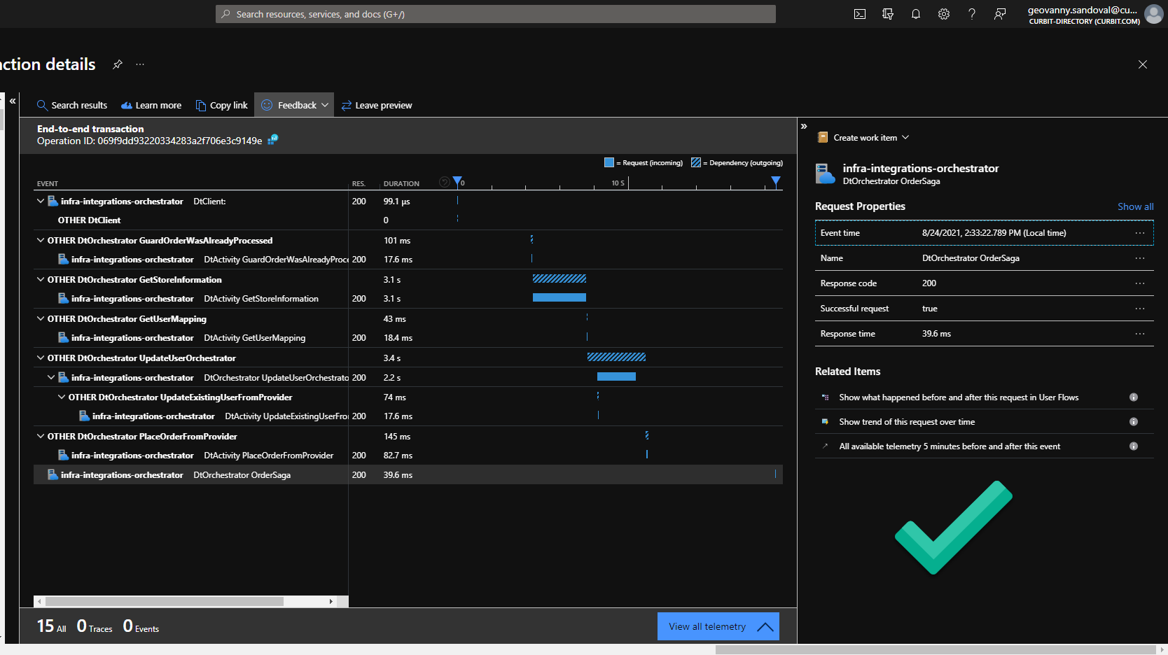 Orchestrator taking long times executing activities after purging the ...
