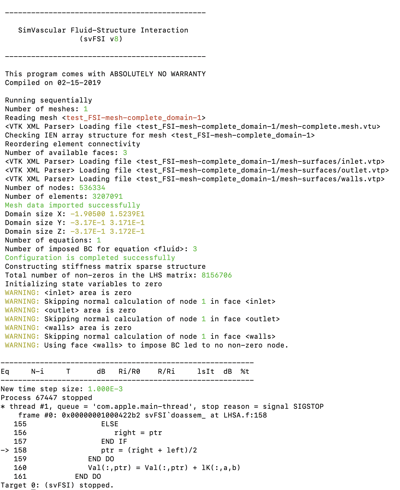 Zero area error on walls with multi-domain mesh for FSI using svFSI ...