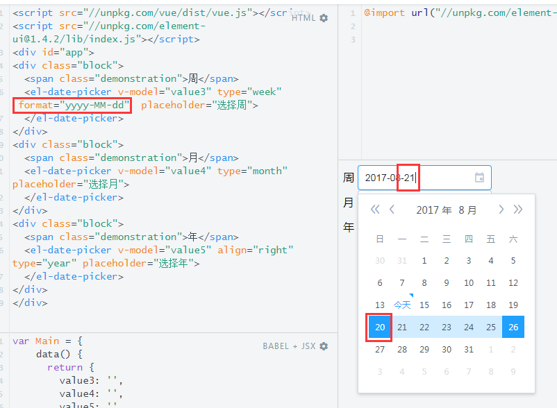 [Bug Report] 周选择 加个 format="yyyy-MM-dd" 开始时间不对 · Issue #6477 · ElemeFE/element · GitHub