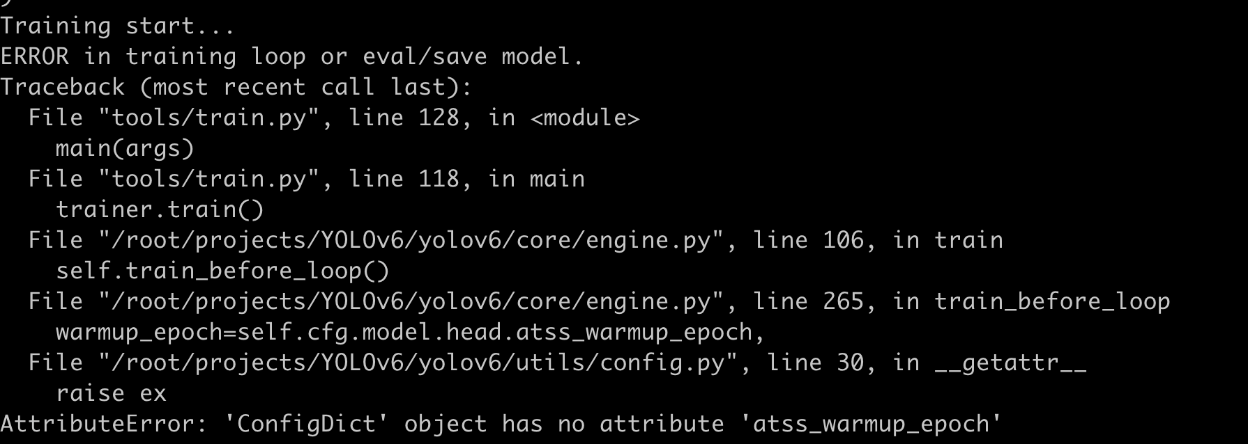 Fix bug of training V6-RepOpt: no attribute 'atss_warmup_epoch' by yili123123 · Pull Request ...