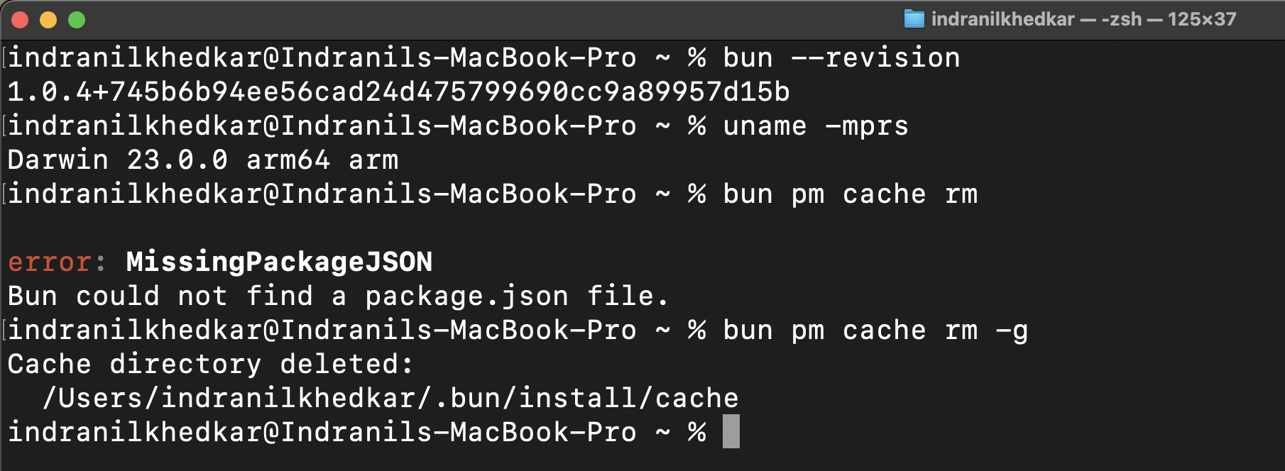 `bun pm cache rm -g` isn't working on Linux system · Issue #6382 · oven-sh/bun · GitHub