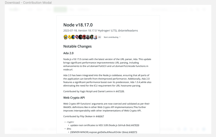 Create `ChangelogModal` Component · Issue #6125 · nodejs/nodejs.org · GitHub