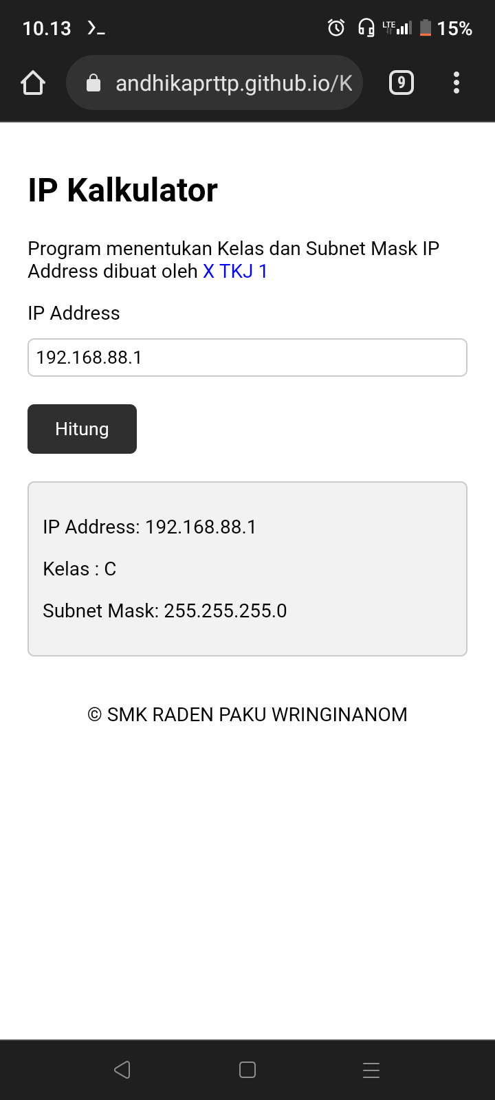 GitHub - andhikaprttp/Kalkulator-IP: Program menentukan kelas dan subnetmask alamat IP