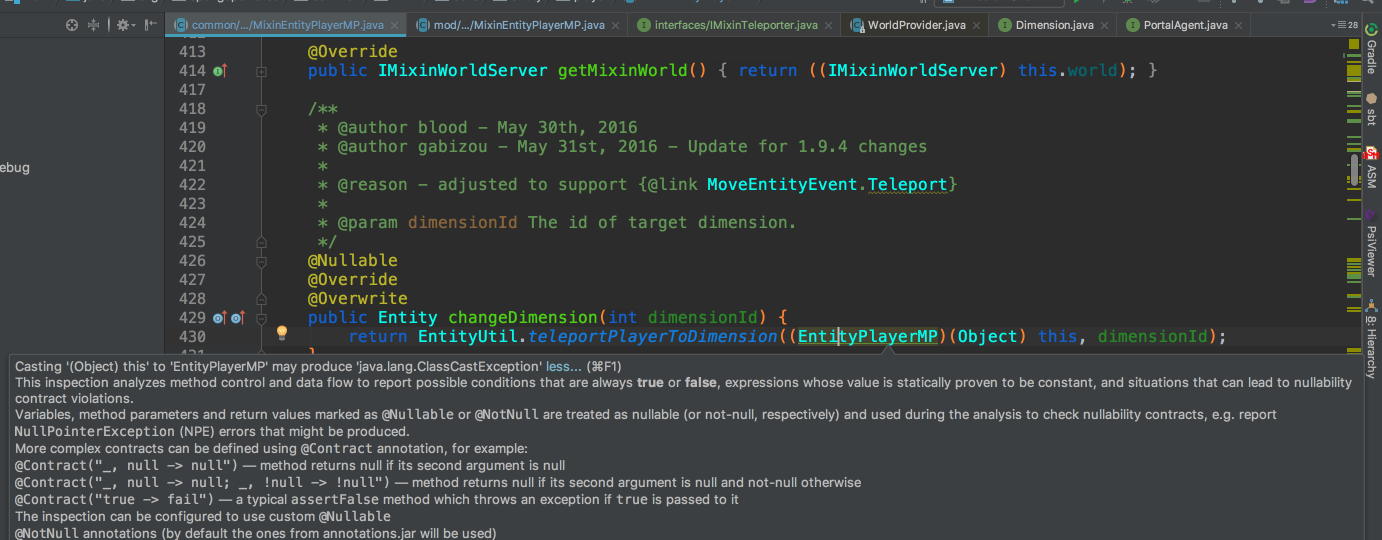 Add Ignore For Classcastexception Warning For Mixins · Issue 374 · Minecraft Devminecraftdev 5024