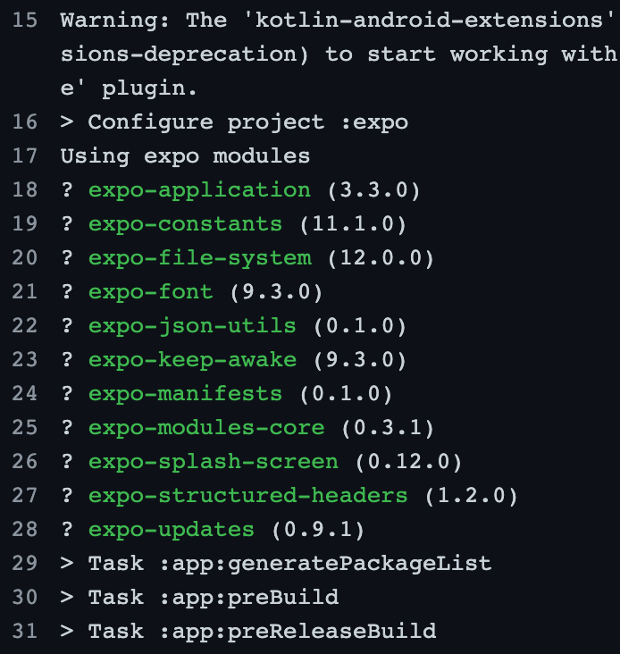 Expo Modules Autolinking Outputs Installed Modules With Strange Character · Issue 14440 · Expo 