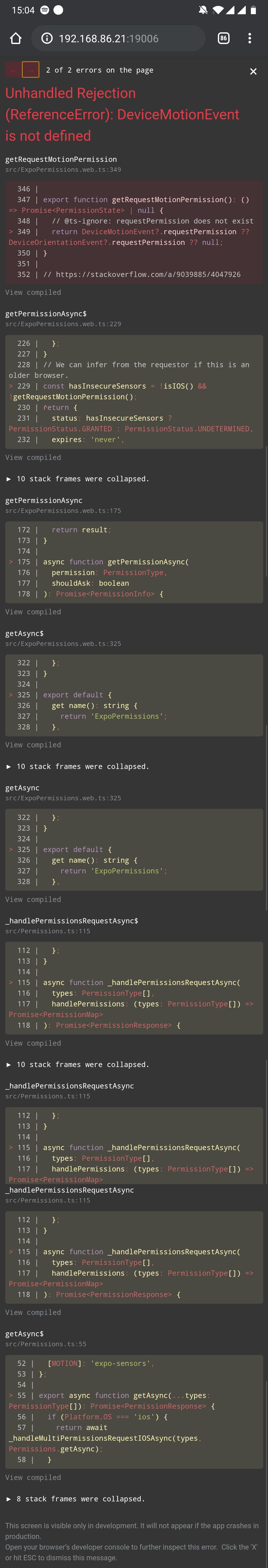 Device motion on web throws DeviceMotionEvent not defined · Issue #9151 · expo/expo · GitHub