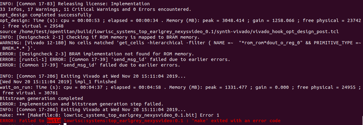 Build failed for master · Issue #1030 · lowRISC/opentitan · GitHub