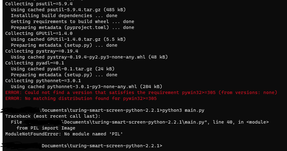 Error With Requirementstxt · Issue 144 · Mathoudebineturing Smart Screen Python · Github 