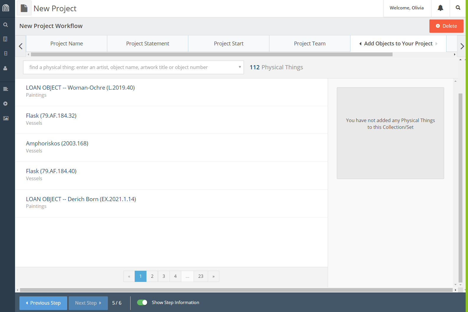 Error Navigating To Subsequent Pages For Selecting Multiple Objects Under New Project Workflow