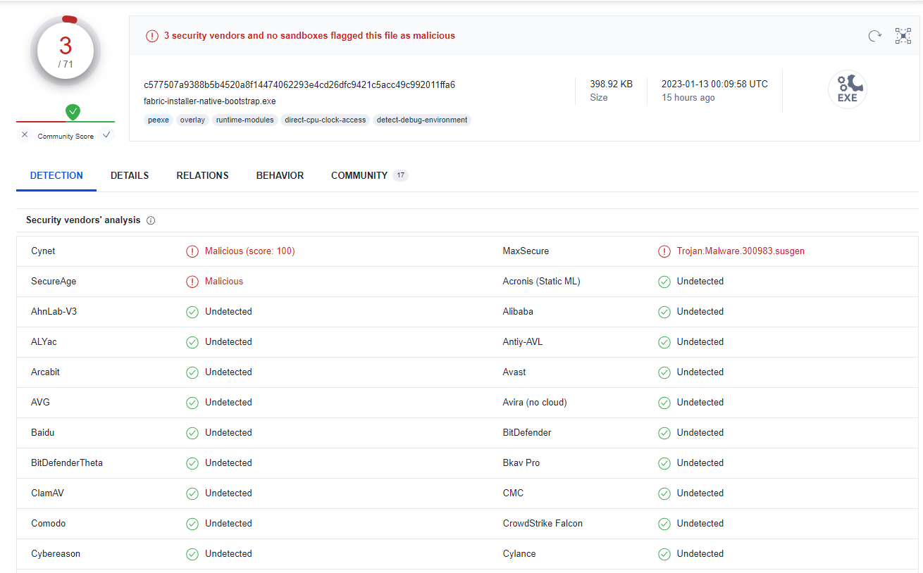 Virustotal · FabricMC · Discussion #2845 · GitHub