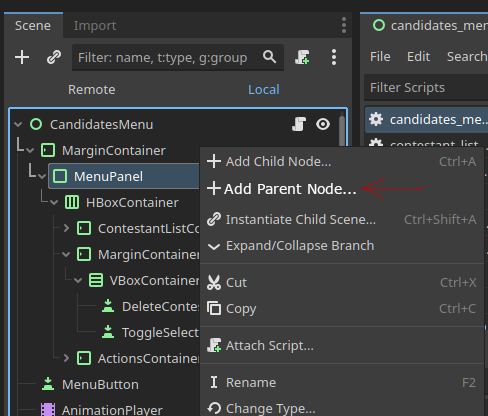 Add "Add Parent node" as an option to context menu of nodes in a scene · godotengine godot ...