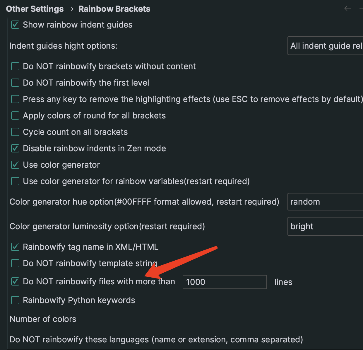 Rainbow variables在超过规定行数以后依然生效，并导致卡死 · Issue #2557 · izhangzhihao/intellij-rainbow-brackets · GitHub