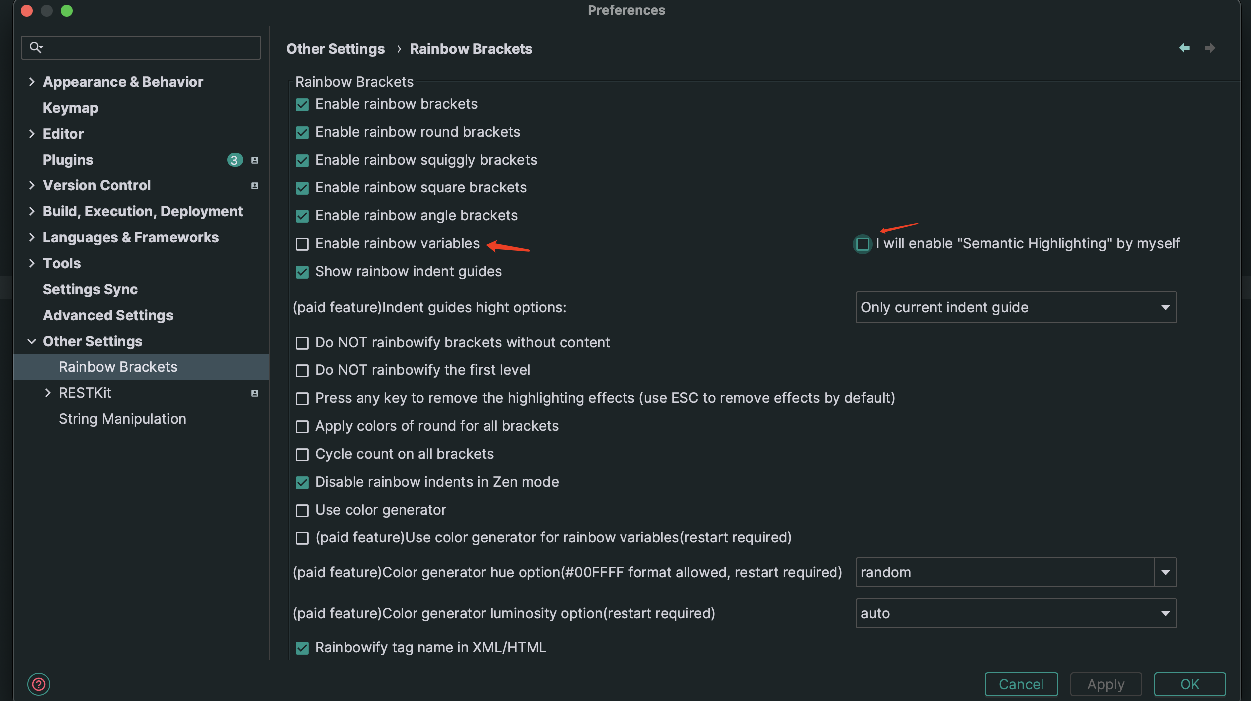 Rainbow Variables code coloring reappears after uninstalling/disabling plugin · Issue #2579 ...