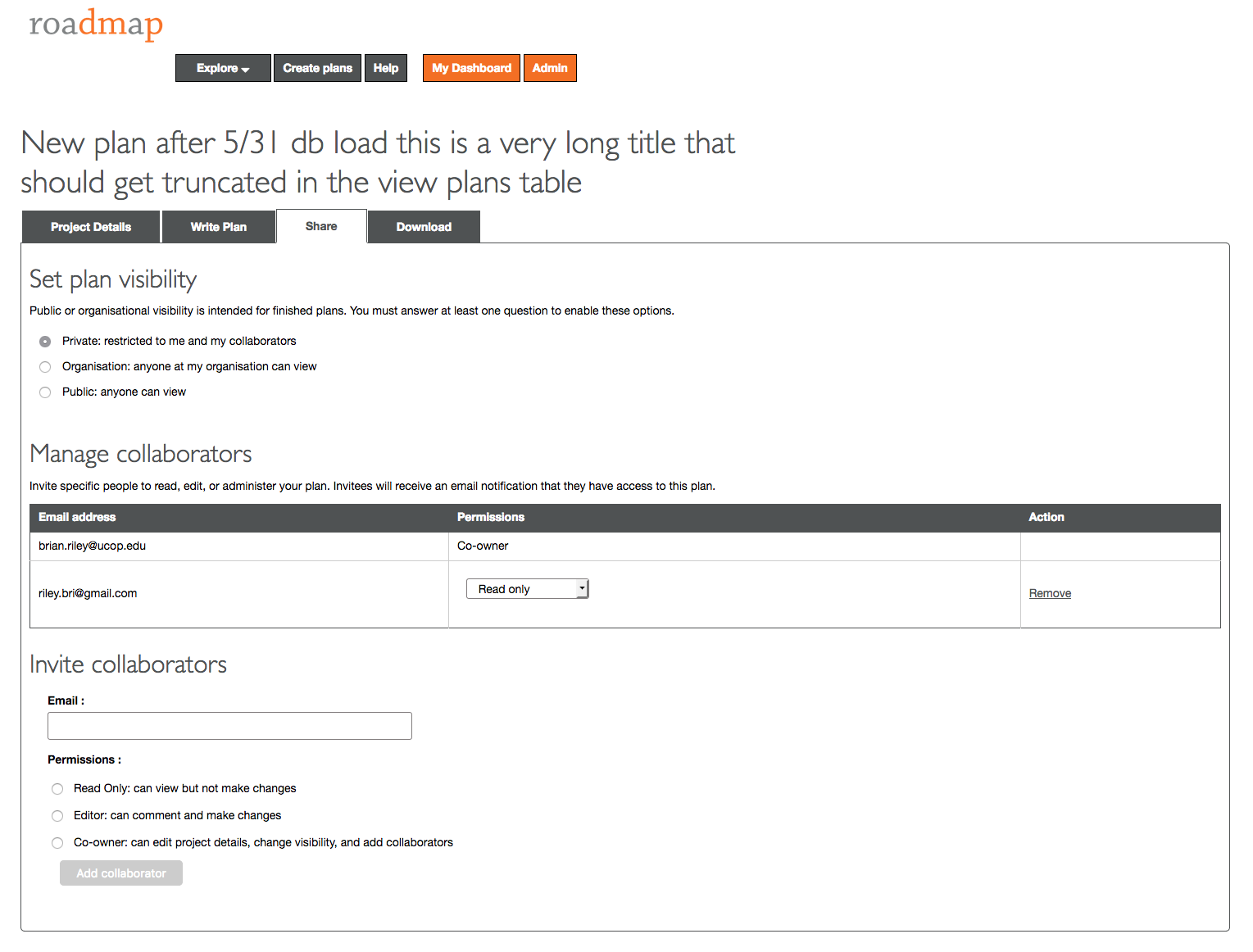 Revise Share plan page · Issue #497 · DMPRoadmap/roadmap · GitHub
