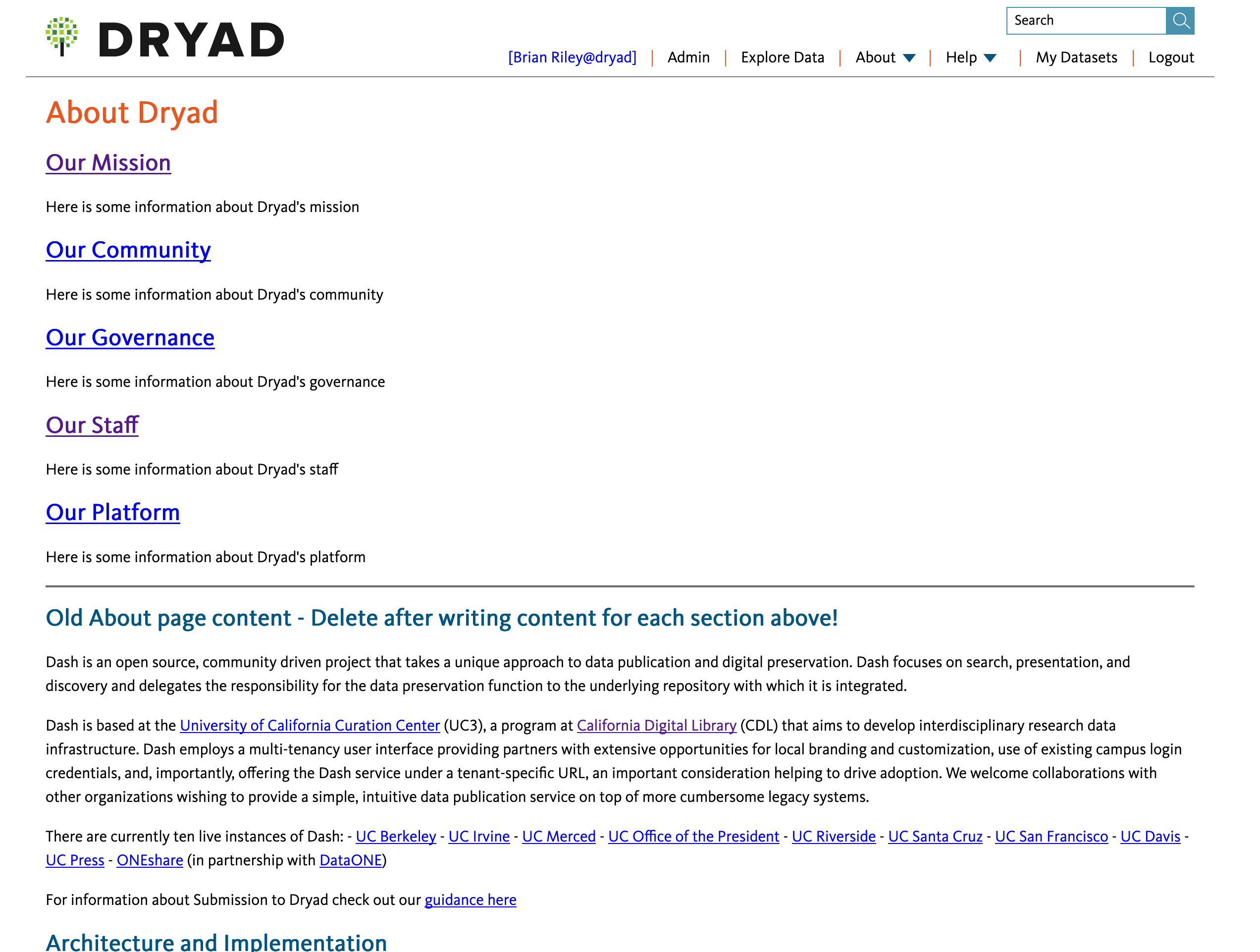 Add new static pages for each of the drop downs on homepage · Issue #224 · datadryad/dryad ...