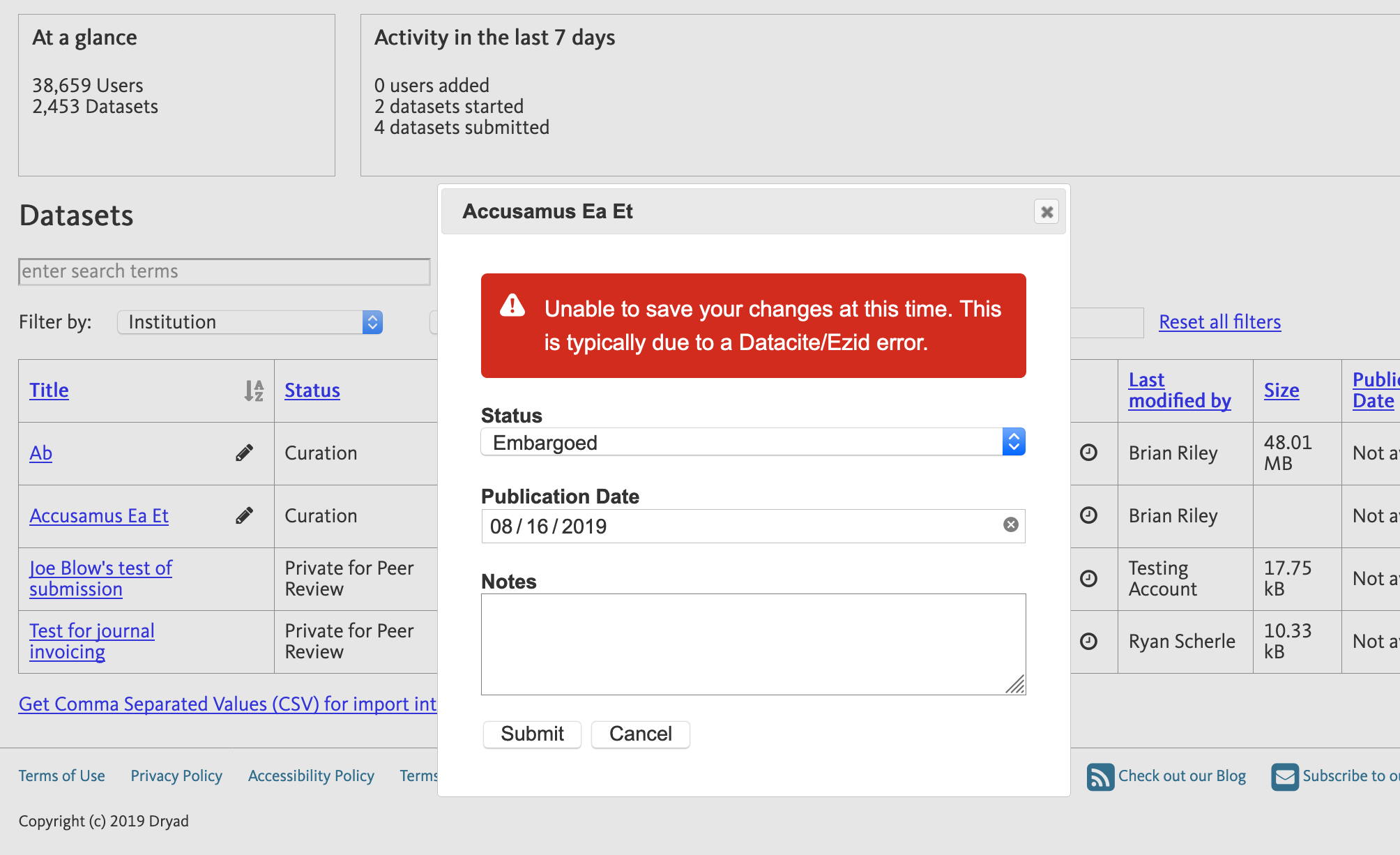 Unable to set curation status to embargoed · Issue #376 · datadryad/dryad-product-roadmap · GitHub