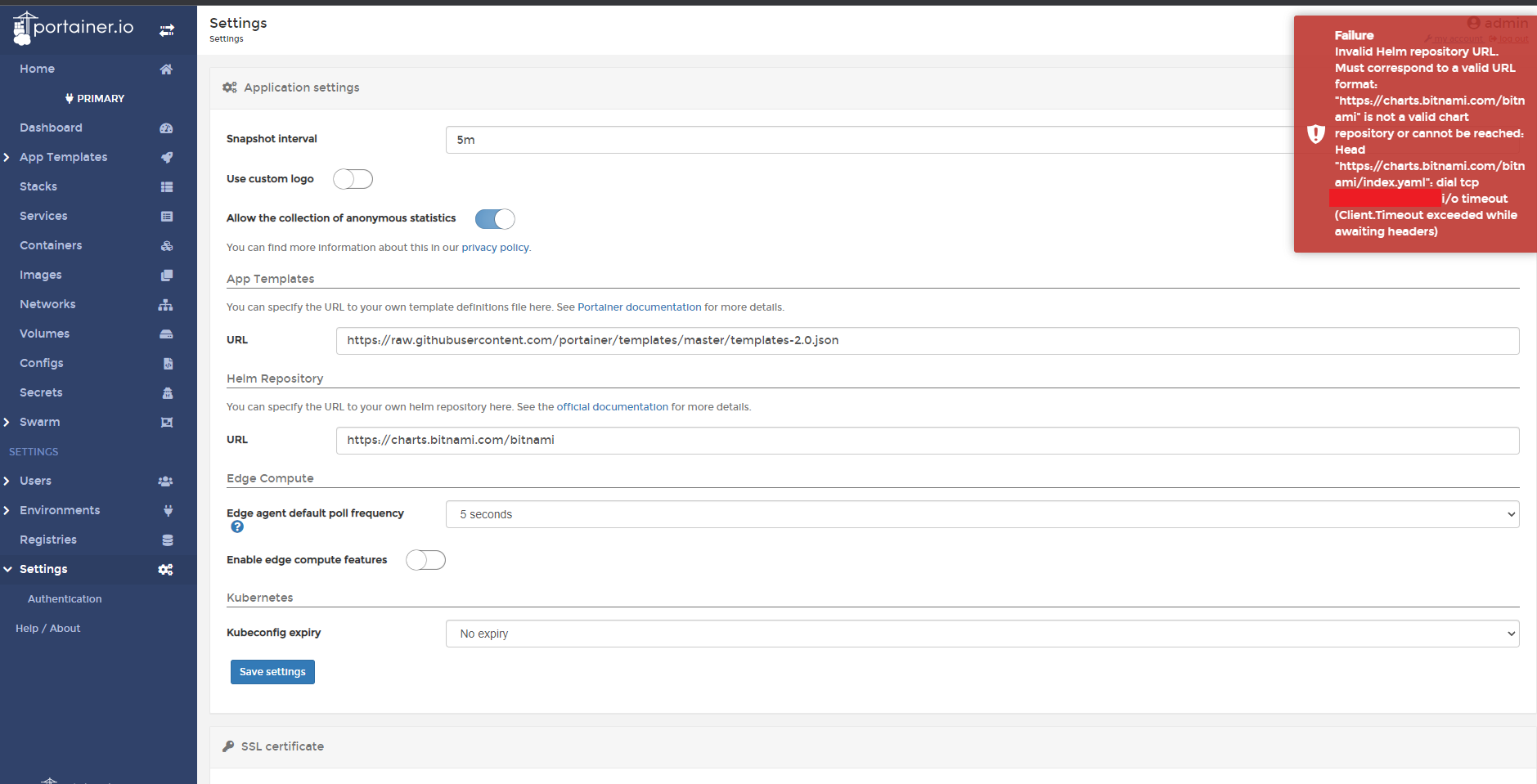 FEATURE: Remove default value for Helm repository URL · Issue #5910 · portainer/portainer · GitHub
