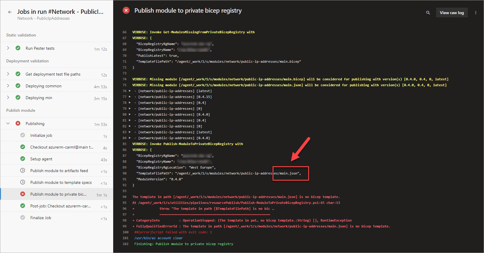 [Bug Report]: Publish module to private bicep registry Job fails · Issue #3378 · Azure ...