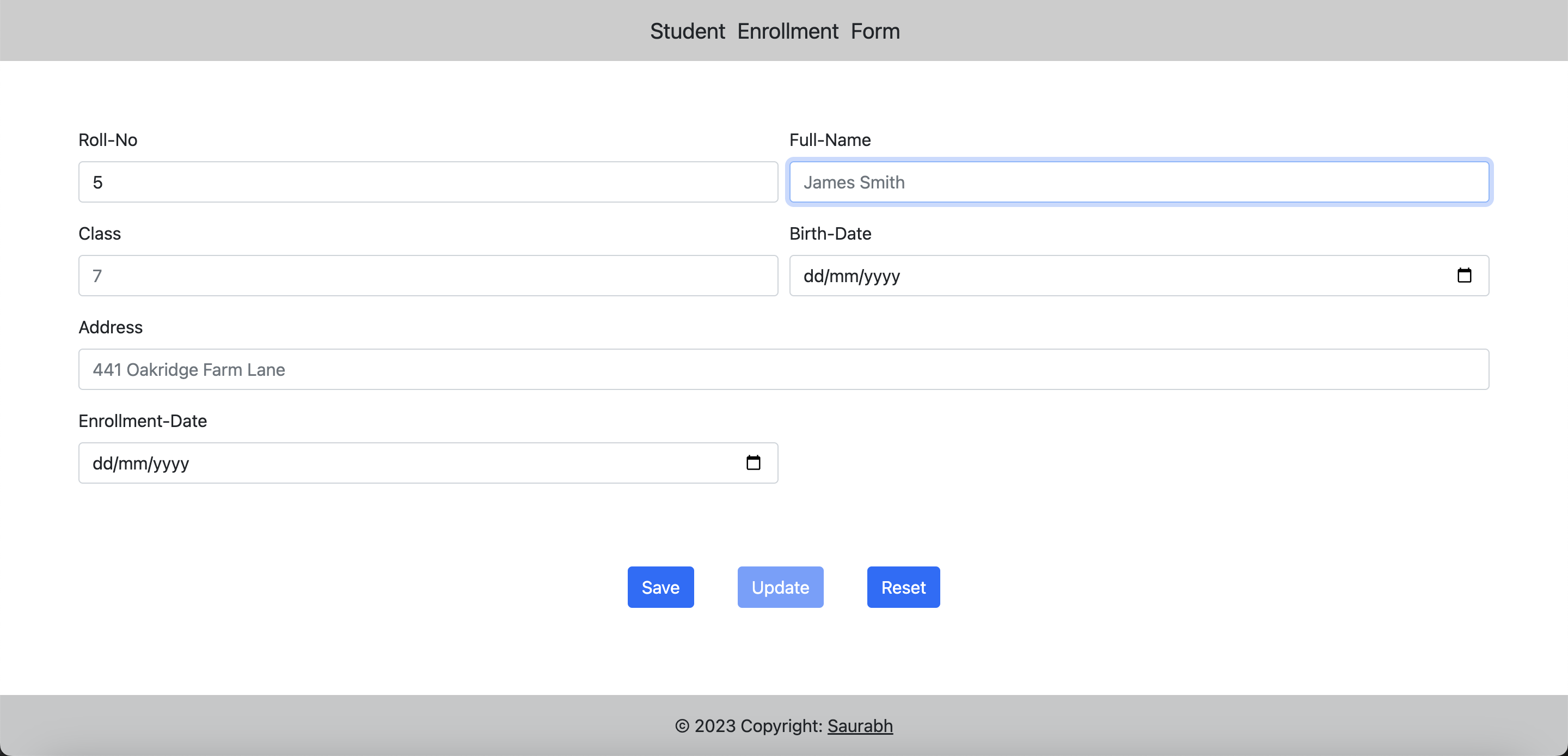 GitHub - SRBMRY/Student-Enrollment-Form