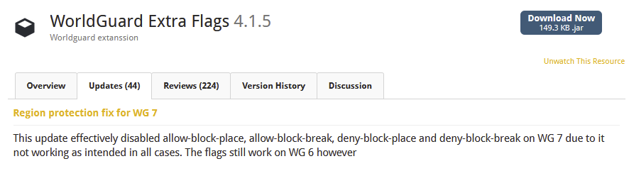 Using latest dev version of Worldguard, FAWE. Cannot use "allow-block ...
