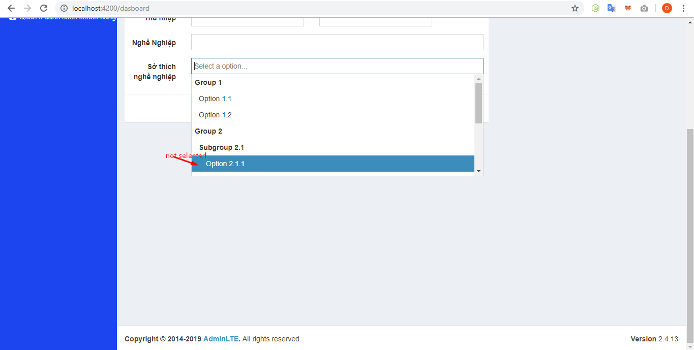 Can not select child option. · Issue #2196 · ColorlibHQ/AdminLTE · GitHub