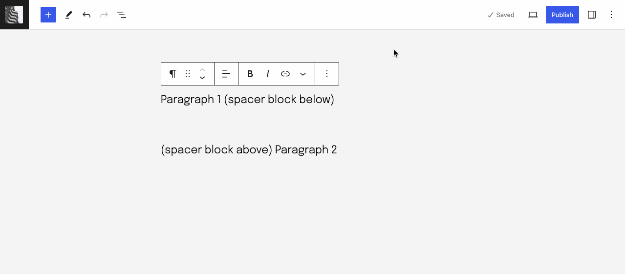 Writing Flow: Shift + down-arrow key to select across spacer block selects one too many blocks ...