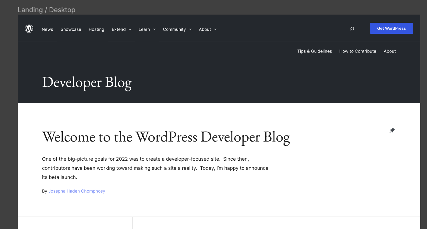 Proposal: Update the Dev Blog theme design to be consistent with the Developer Resources ...
