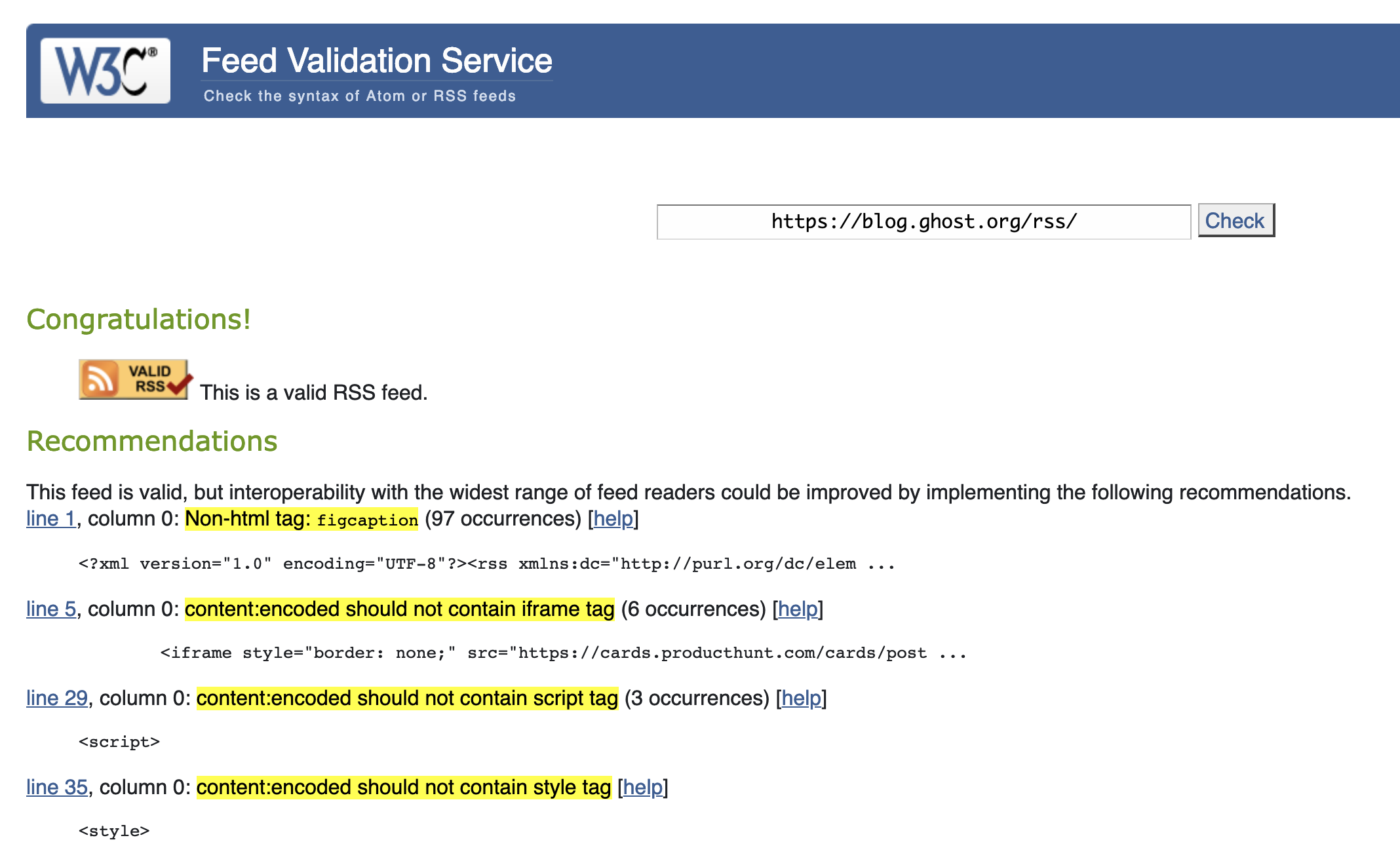 Ghost Blog fails RSS validation · Issue #8442 · TryGhost/Ghost · GitHub