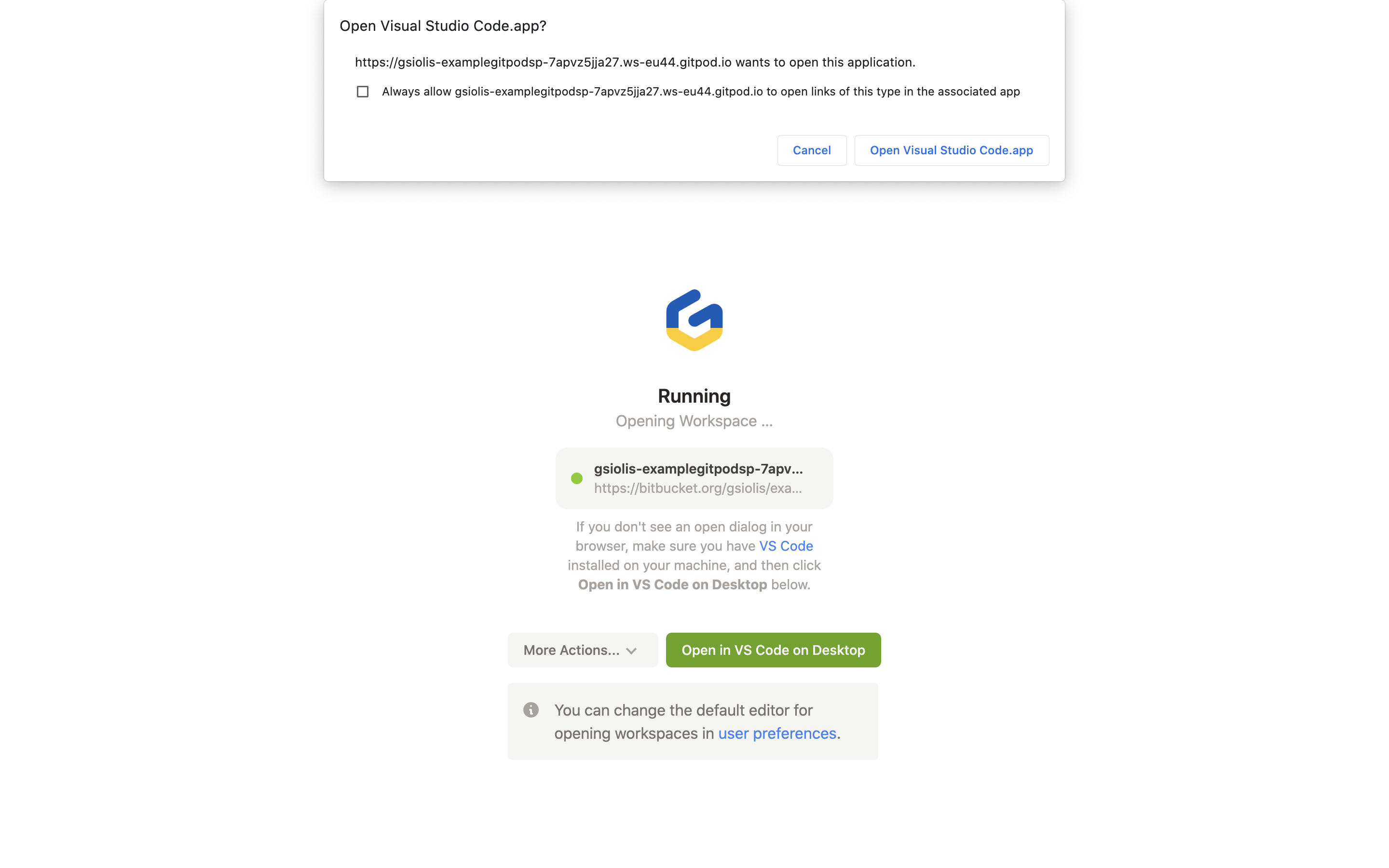 Bug Unable To Start Workspaces In Desktop Vscode · Issue 9798 · Gitpod Iogitpod · Github