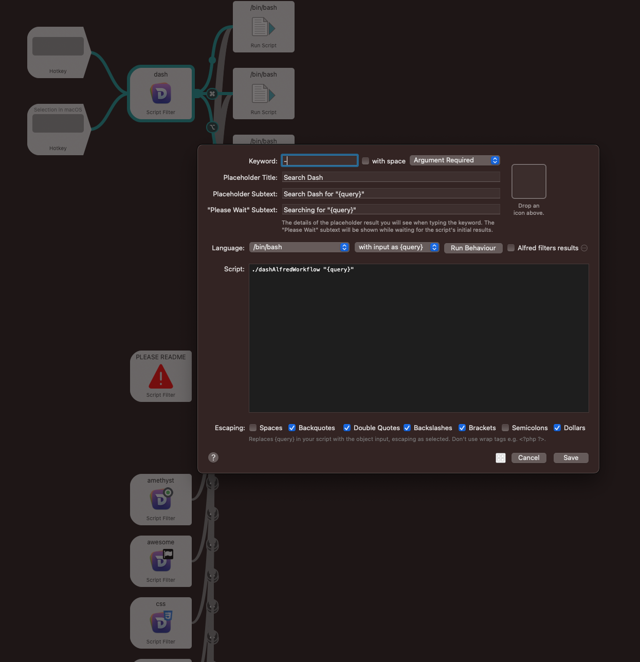 Allow changing the keyword to search dash · Issue #19 · Kapeli/Dash-Alfred-Workflow · GitHub