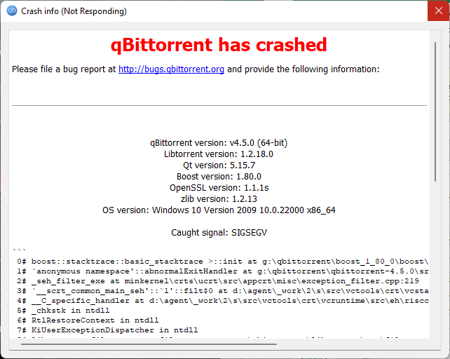 qbittorrent 4.5 sometimes crashes when clicking on magnet link · Issue #18223 · qbittorrent ...