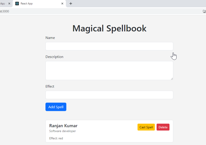 Guided Assignment React App With Api Data Fetching Magical Spellbook · Akash Coded Mern