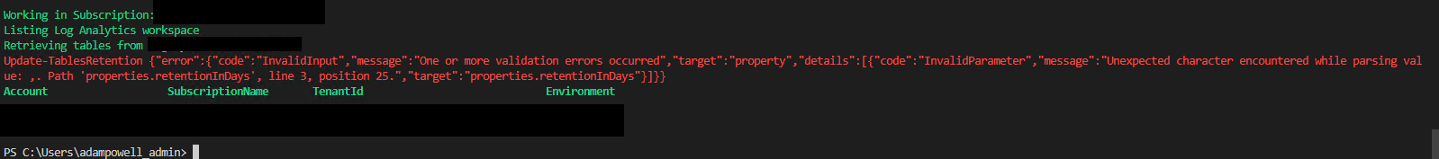 Archivelogtools Powershell Script Returns An Invalid Input Error · Issue 6904 · Azureazure