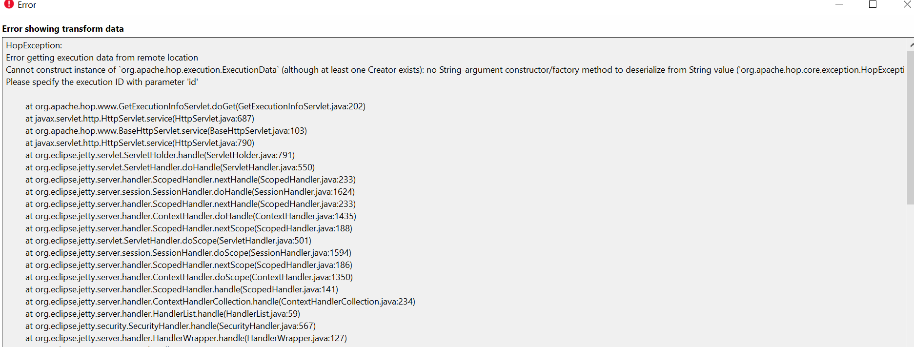 Bug Remote Execution Information Location Failing To Display Data