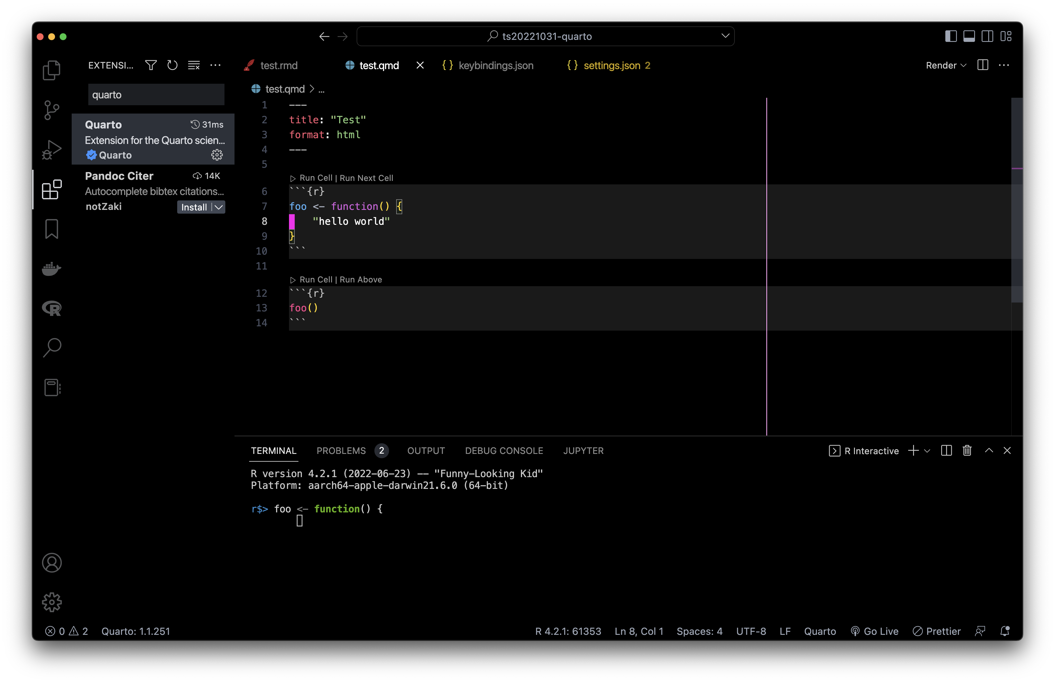 Executing code blocks as one entity instead of line by line with Cmd + Enter in Quarto documents ...