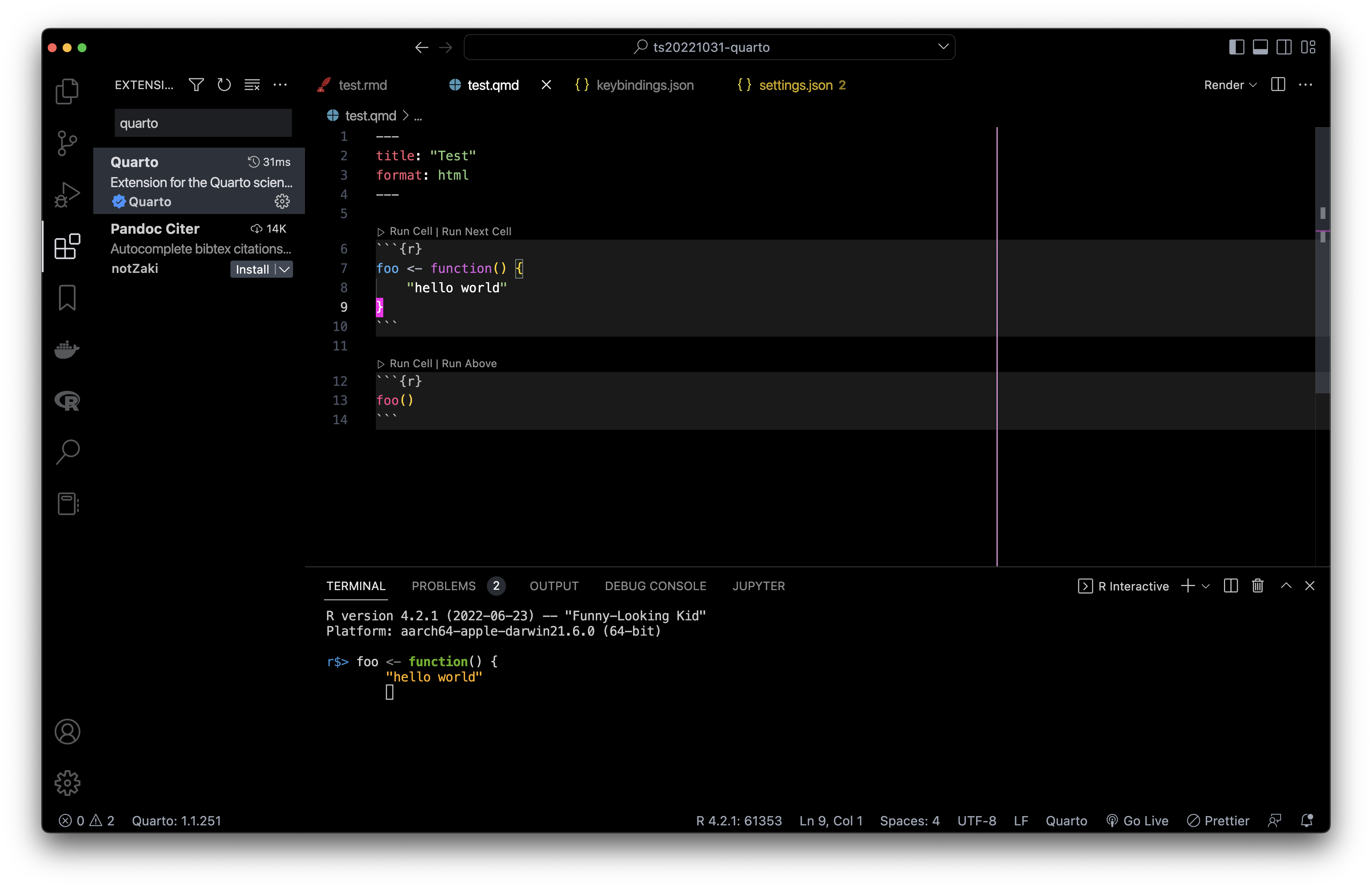 Executing code blocks as one entity instead of line by line with Cmd + Enter in Quarto documents ...