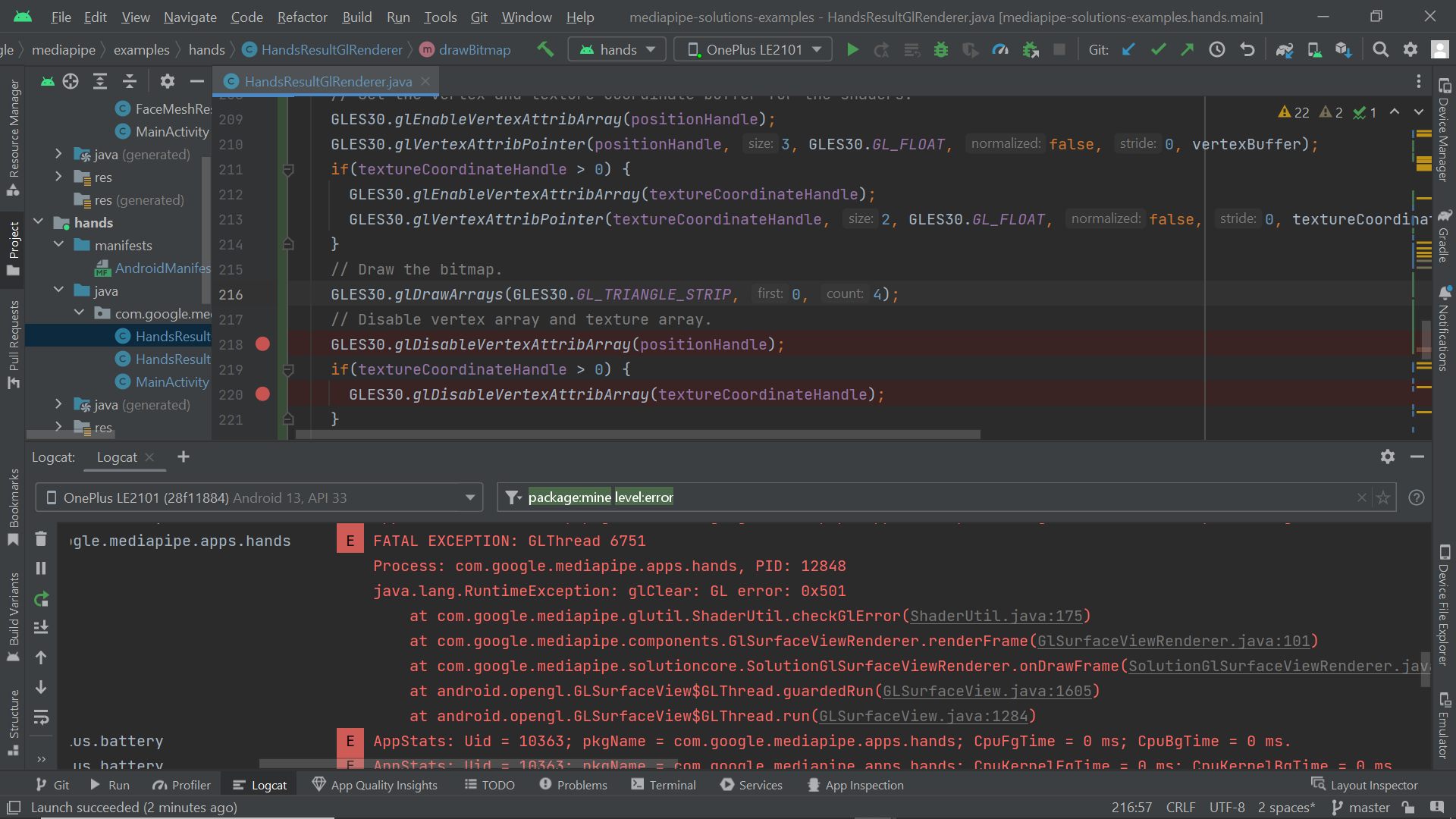 [Android] In Mediapipe Hands: java.lang.RuntimeException: glClear: GL error: 0x501 · Issue #4055 ...