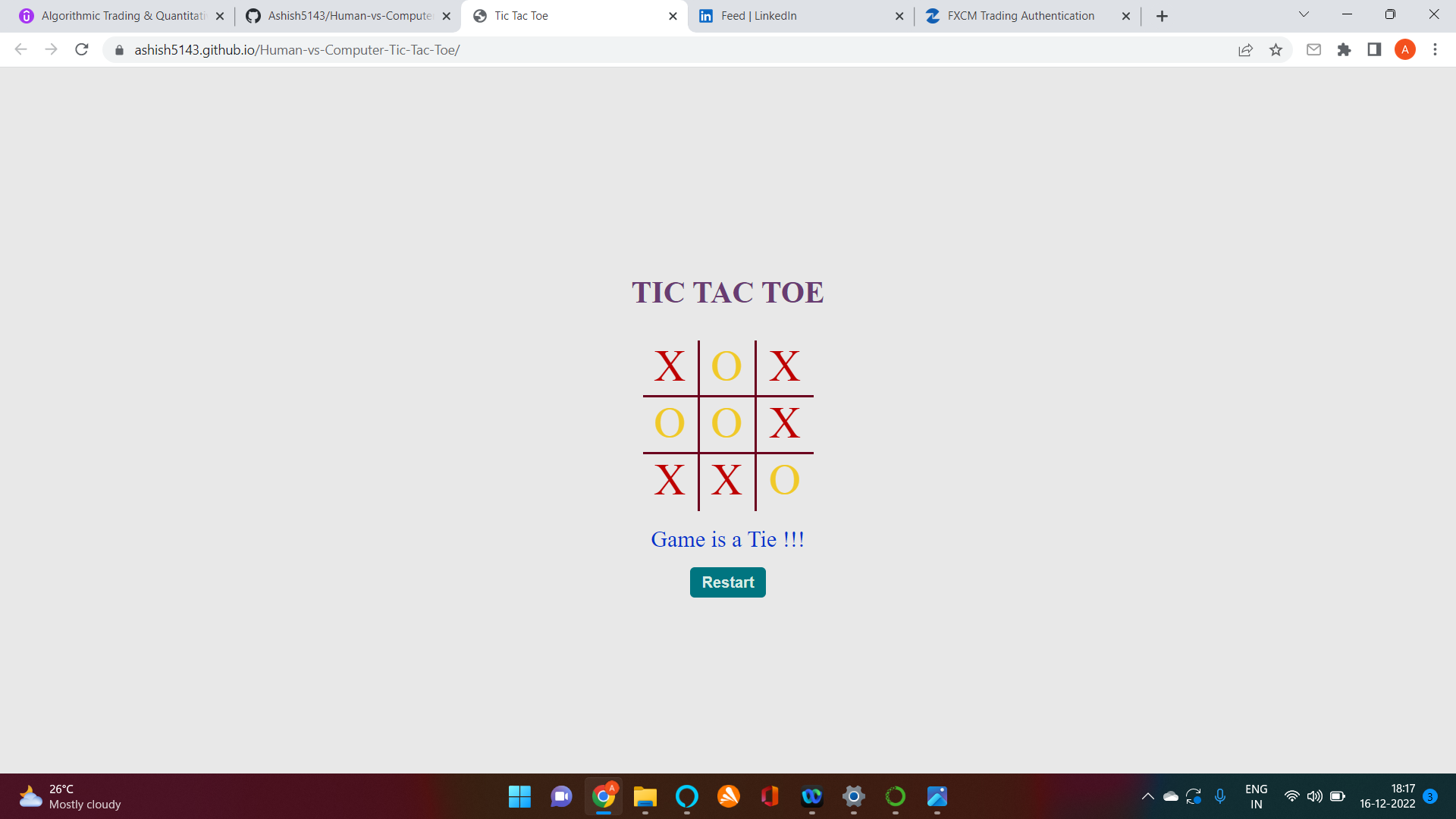 GitHub - Ashish5143/Human-vs-Computer-Tic-Tac-Toe: Minimax is a kind of backtracking algorithm ...