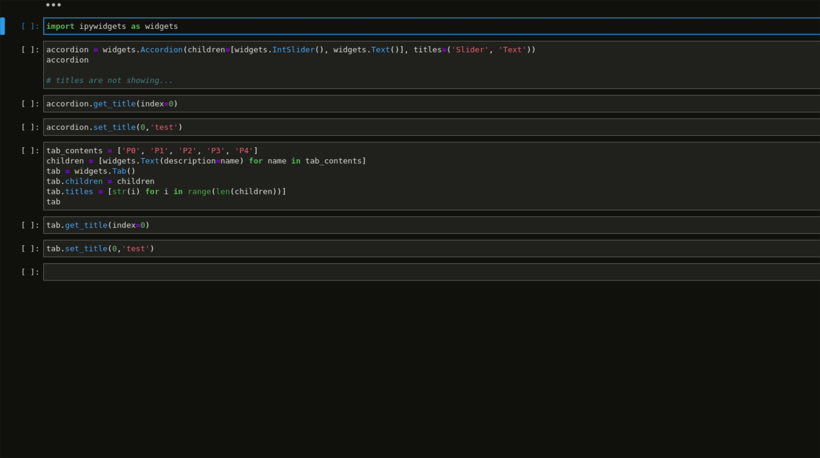 Accordion and Tab widgets not displaying title · Issue #3438 · jupyter-widgets/ipywidgets · GitHub