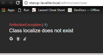Fresh install | Class localize does not exist when access users · Issue #224 · LavaLite/cms · GitHub
