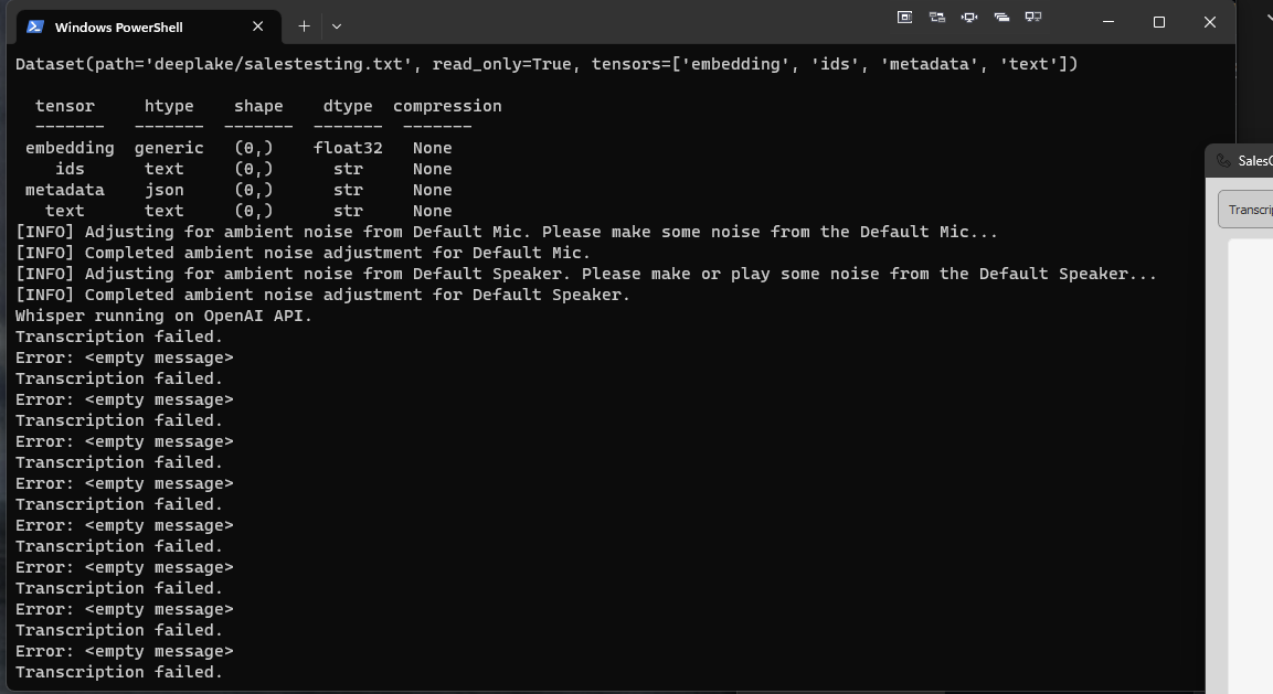 Transcription Failed Error · Issue #1 · e-johnstonn/SalesCopilot · GitHub