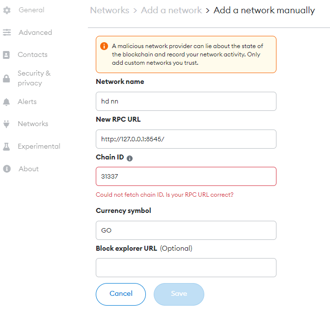 Unable to Add Local Hardhat Network · smartcontractkit full-blockchain-solidity-course-js ...