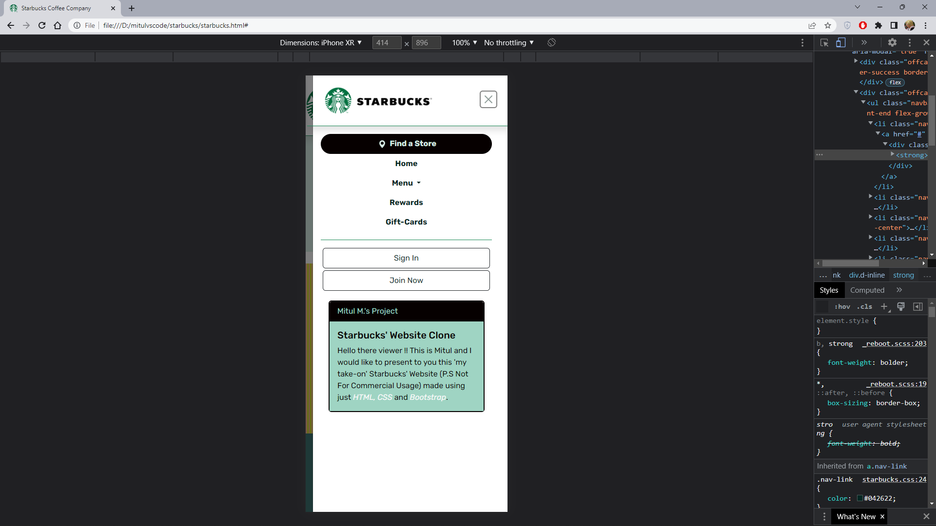 GitHub - Mitul30M/Starbcks-Framework: A Starbucks Official Website Copy (only HTML and CSS).