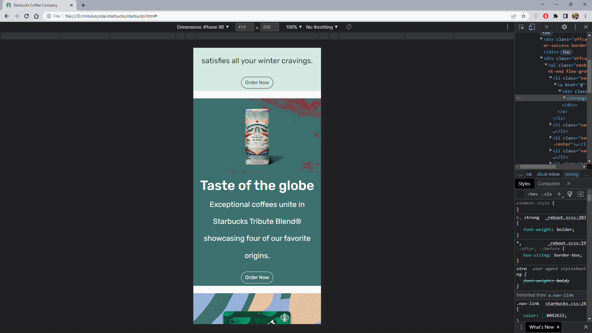 GitHub - Mitul30M/Starbcks-Framework: A Starbucks Official Website Copy (only HTML and CSS).
