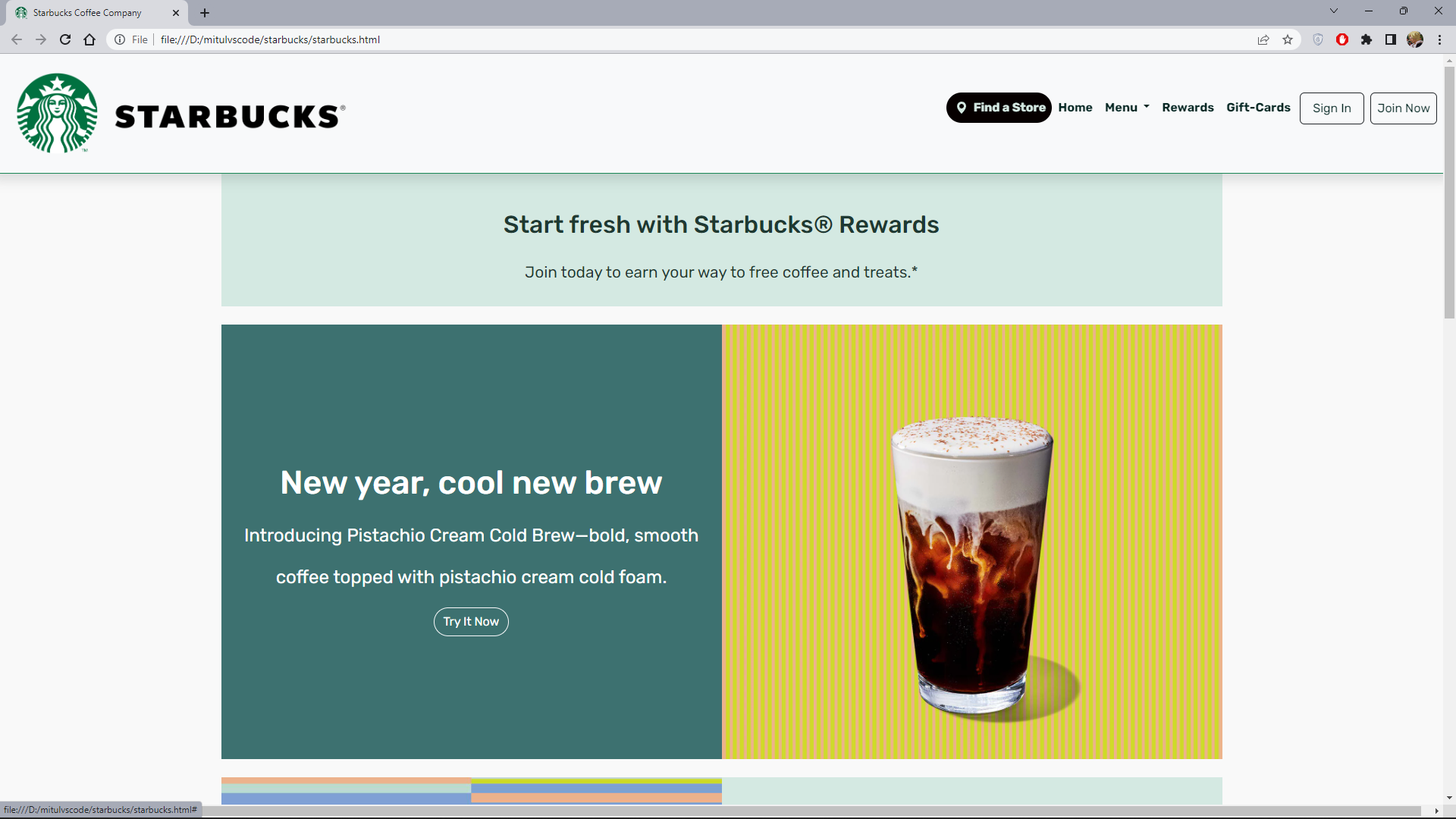 GitHub - Mitul30M/Starbcks-Framework: A Starbucks Official Website Copy (only HTML and CSS).