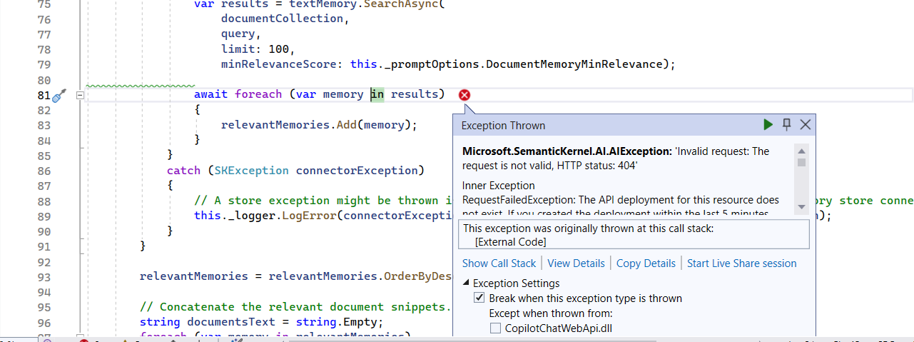 Getting exception when retrieving records from volatile memory · Issue #125 · microsoft/chat ...