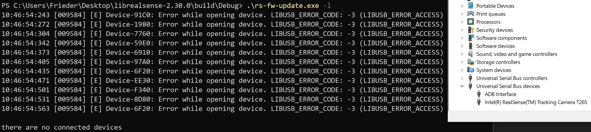 T265 not found in from the C++ SDK (and Unreal Engine 4 Wrapper) · Issue #5342 · IntelRealSense ...